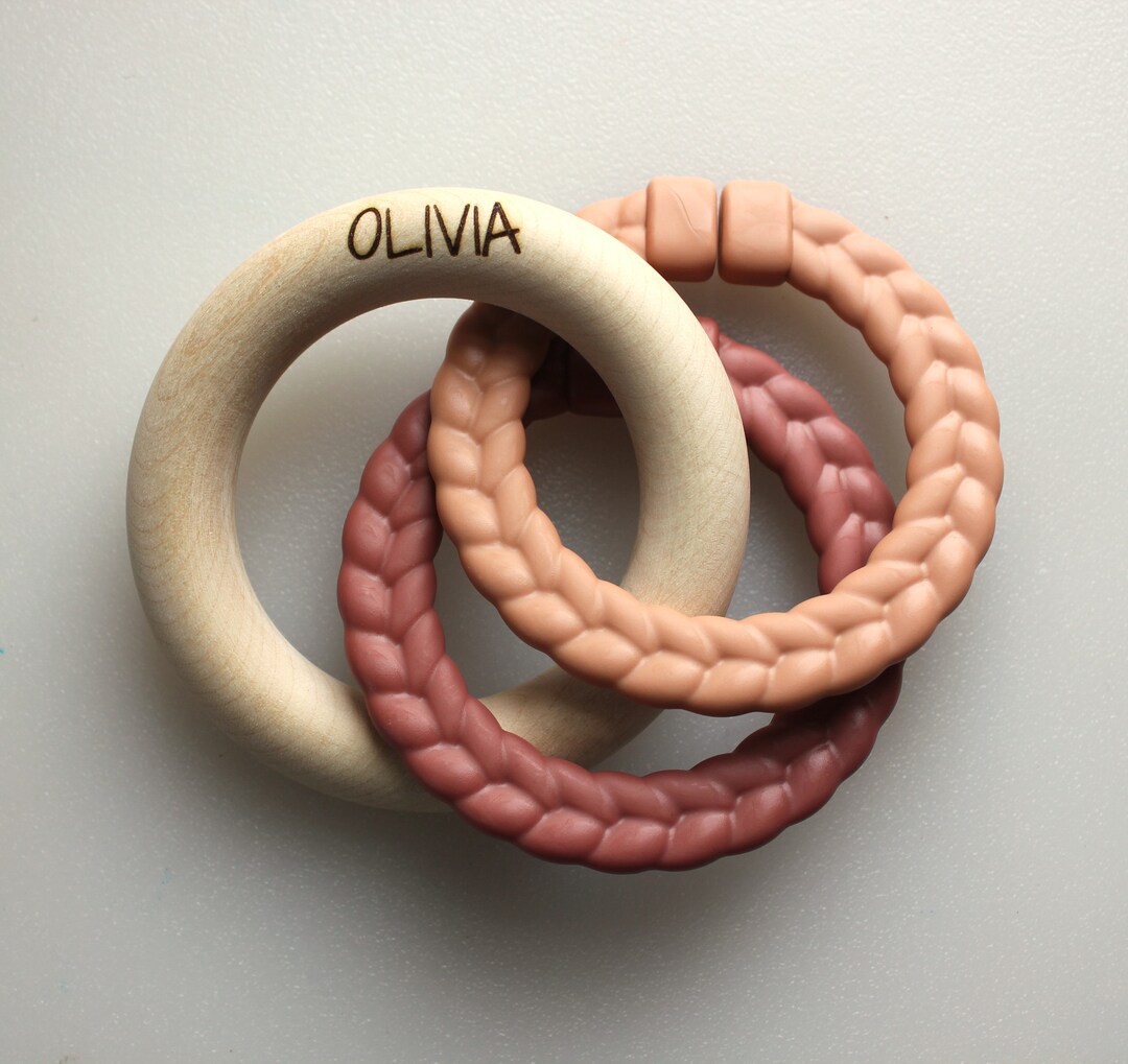 Personalized Wooden Ring Rattle With Colorful Rings - Etsy