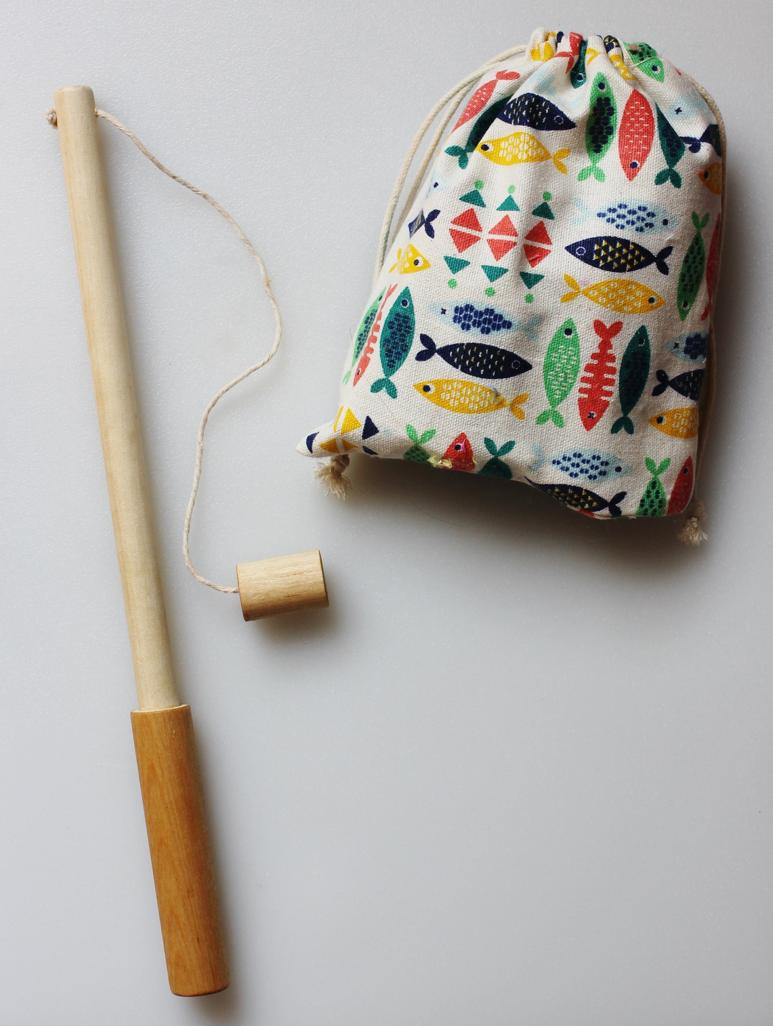 Wooden Fishing Pole With Magnetic Fish Wooden Fishing Pole - Etsy