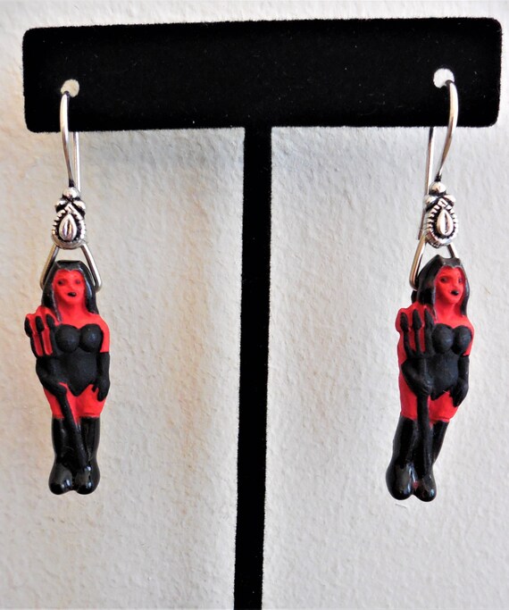 Devil Girl She Devil Earrings Ceramic Devilish Halloween | Etsy