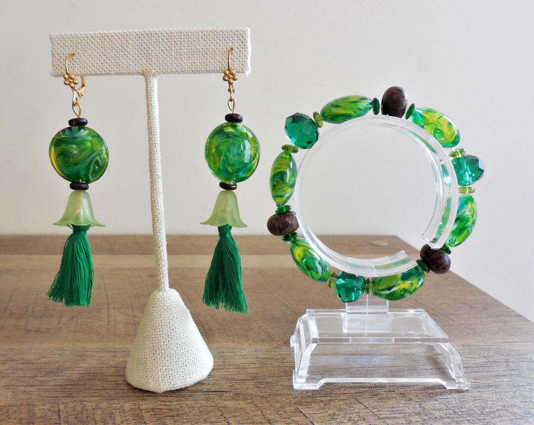 Green Goddess Matchy-matchy Bracelet and Earrings Set Emerald - Etsy