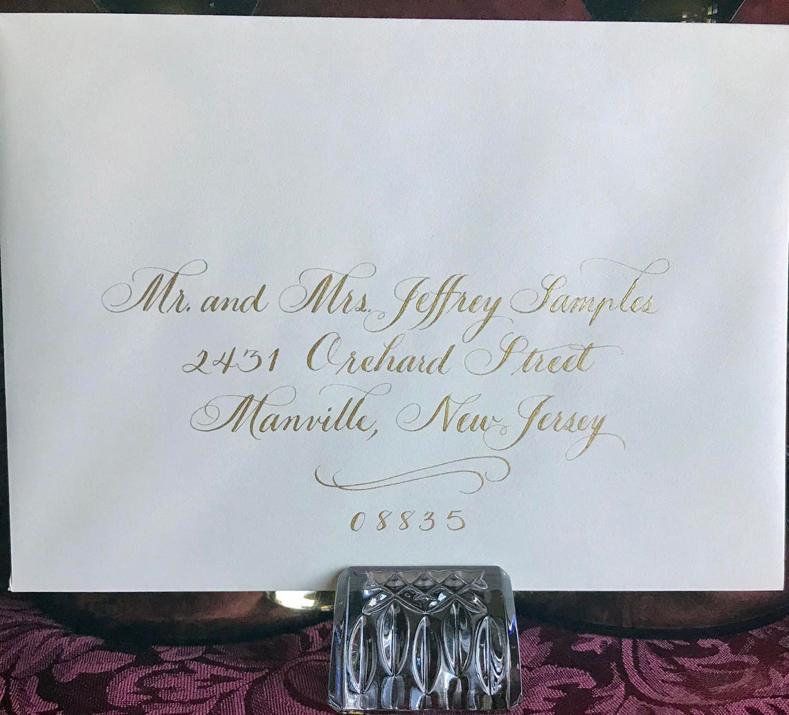 Custom Hand Calligraphy Envelope Addressing: Metallic Ink for Weddings ...