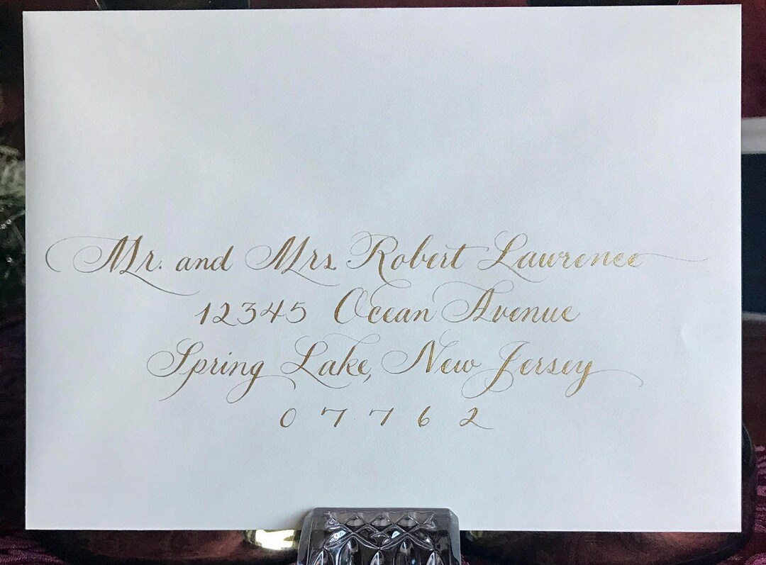 Custom Hand Calligraphy Envelope Addressing: Metallic Ink for Weddings ...