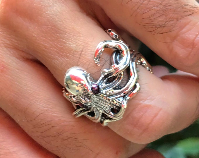 Octopus Squid Handmade Sterling Silver Artisan Ring Open Ring 5-11 - Etsy