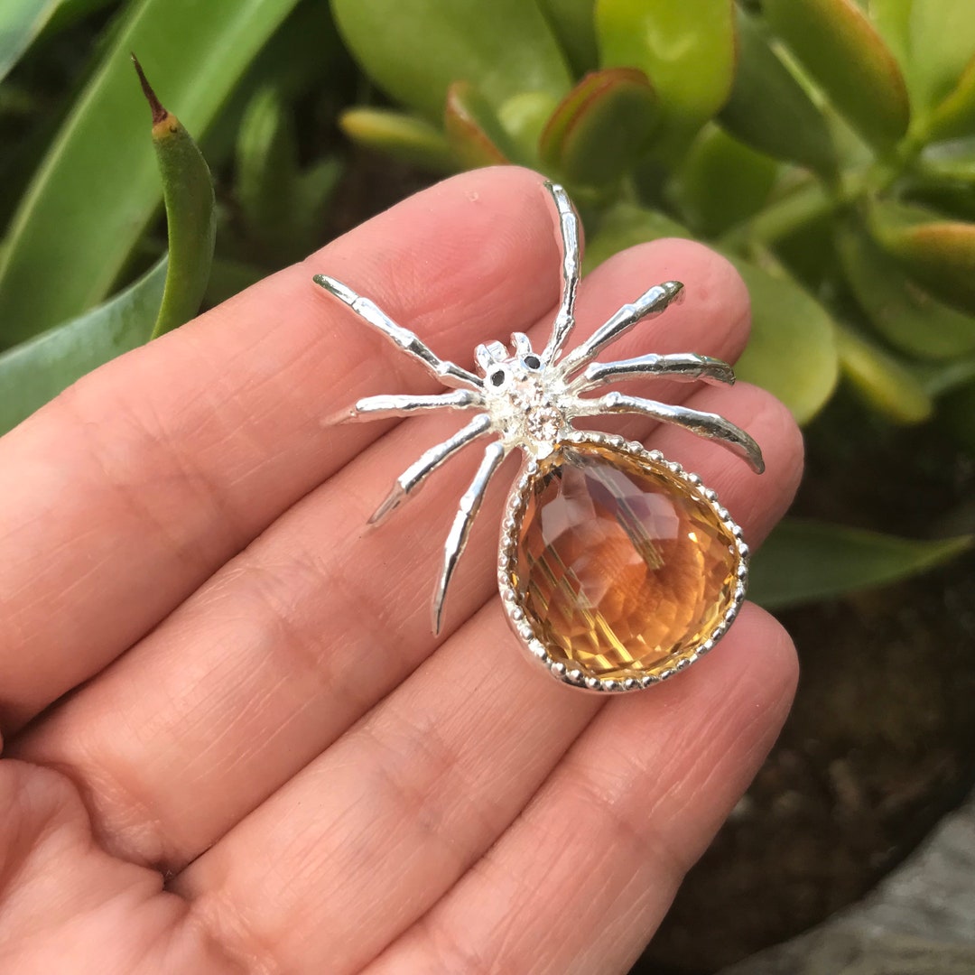 Sterling Silver Modernist Spider Brooch Pin Citrine 19ct - Etsy