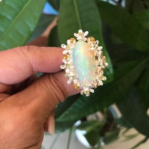 Sterling Silver Natural Fire Opal Rose Flower Ring 8 - Etsy