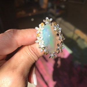 Sterling Silver Natural Fire Opal Rose Flower Ring 8 - Etsy