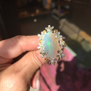 Sterling Silver Natural Fire Opal Rose Flower Ring 8 - Etsy