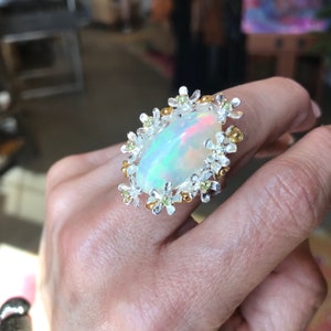 Sterling Silver Natural Fire Opal Rose Flower Ring 8 - Etsy