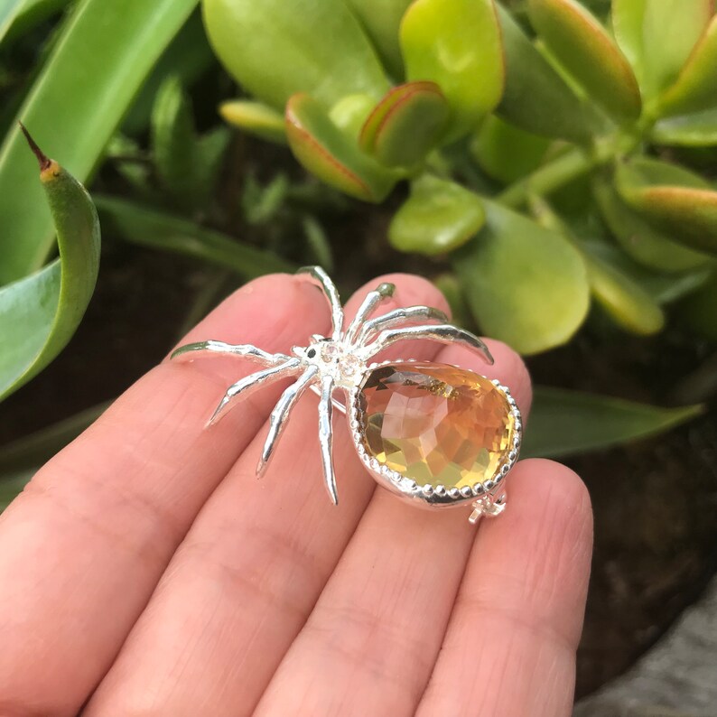 Sterling Silver Modernist Spider Brooch Pin Citrine 19ct - Etsy
