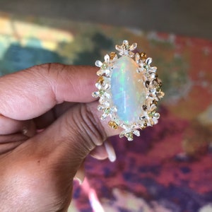 Sterling Silver Natural Fire Opal Rose Flower Ring 8 - Etsy