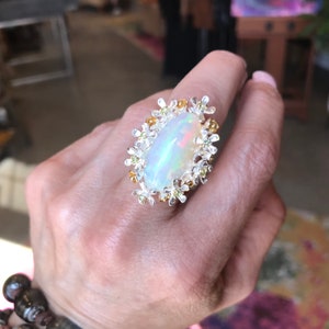 Sterling Silver Natural Fire Opal Rose Flower Ring 8 - Etsy