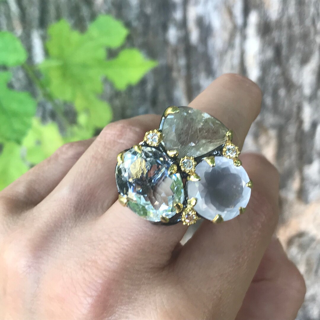 Sterling Silver Rutile Quartz Statement Ring 7 - Etsy