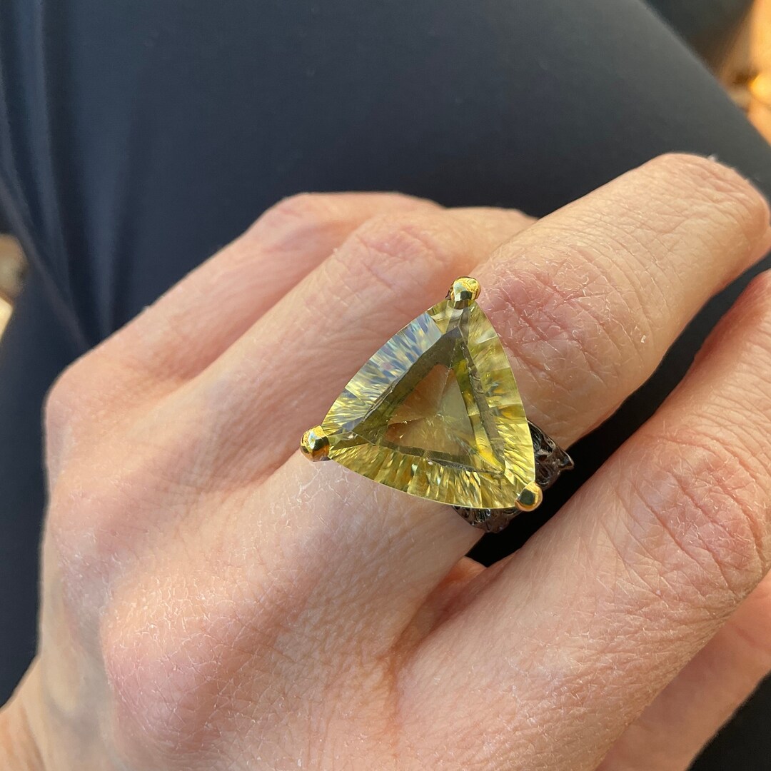 Handmade Sterling Silver Lemon Quartz Statement Ring 7.5 - Etsy