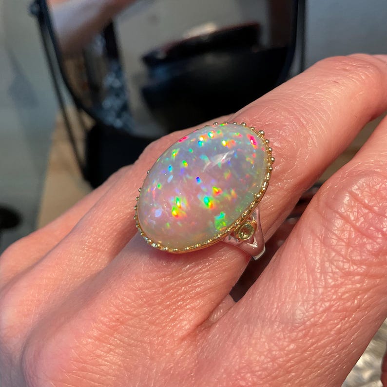 Sterling Silver Natural Mesmerizing Rainbow Opal Ring 8 - Etsy