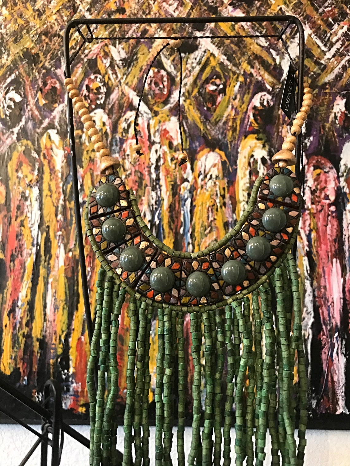 Jade Ceramic Runway Statement Green Artisan Studio Long Ethnic - Etsy