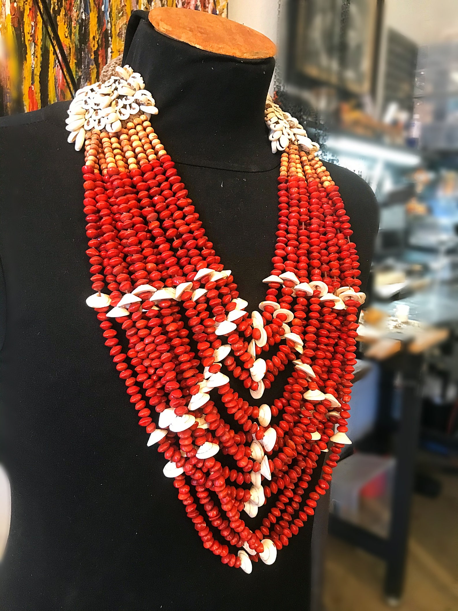 Red Java Seed Runway Artisan Studio Long Ethnic Necklace - Etsy