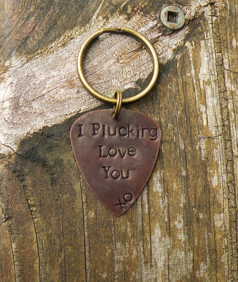 Custom Guitar Pick Key Chain.i Plucking Love You.valentines - Etsy