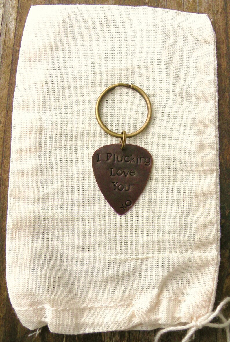Custom Guitar Pick Key Chain.i Plucking Love You.valentines - Etsy
