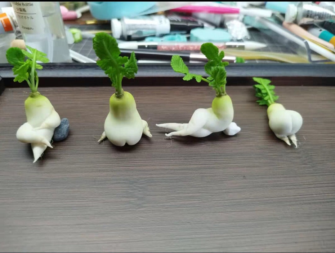 Handcrafted Resin Clay Radish Sprite Refrigerator Magnet, Funny Radish, Blythe OB11 Dollhouse ...