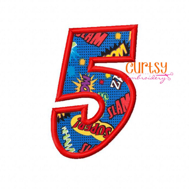 Five Applique Design 5 Applique Design Comic Book Font | Etsy