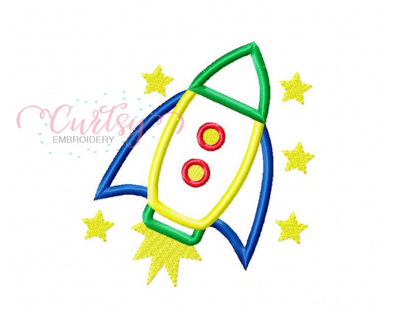Rocket Applique Design / Space Ship Applique / Rocket Ship Applique ...