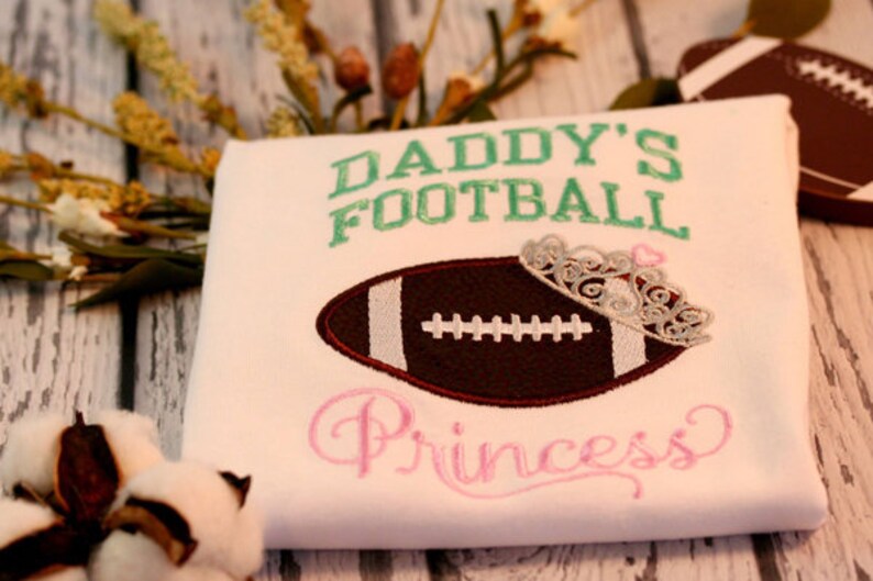 Football Princess Embroidery Design Daddy's Football - Etsy