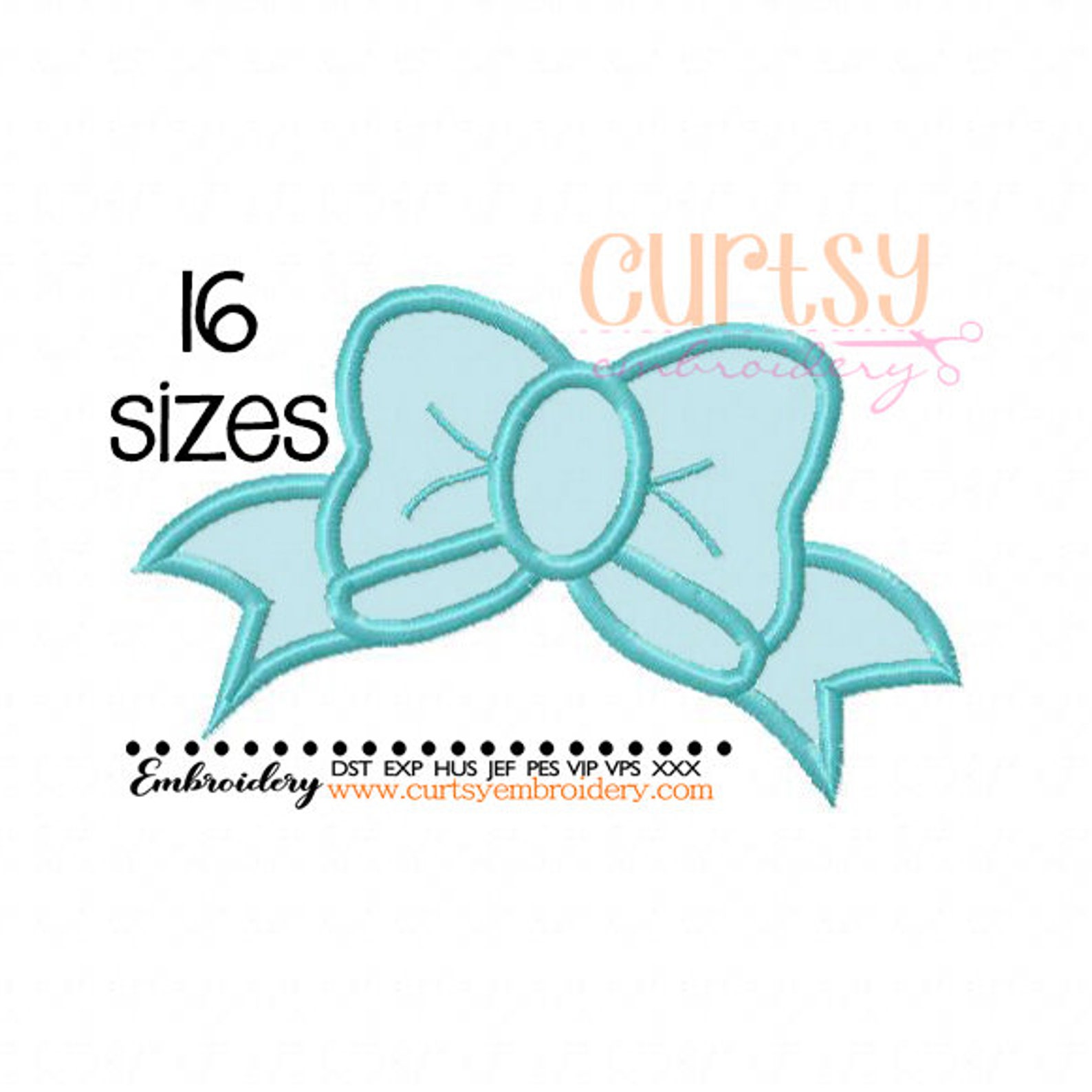 Bow Applique Design Bow Embroidery Design 16 Sizes | Etsy