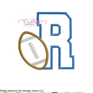 Monogram Football Applique Design / Letter R Football Embroidery Design ...
