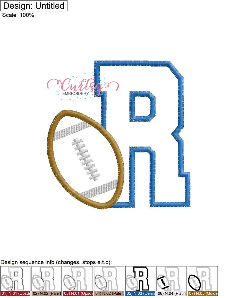 Monogram Football Applique Design / Letter R Football Embroidery Design ...