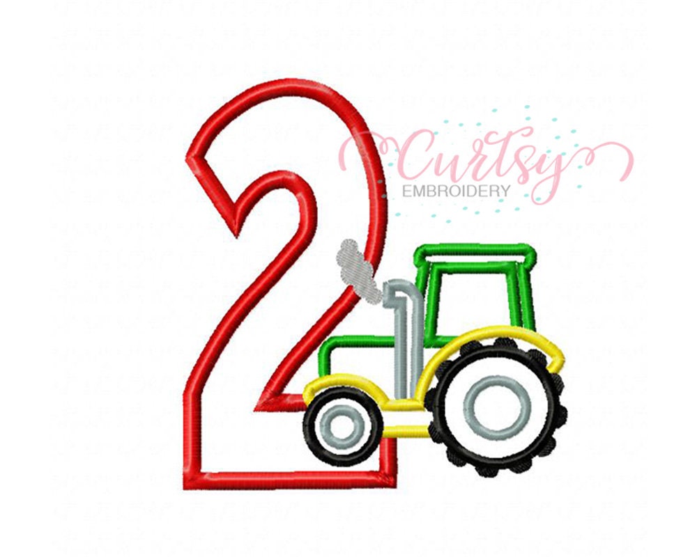 2nd Birthday Tractor Embroidery Design / Tractor Second Birthday ...