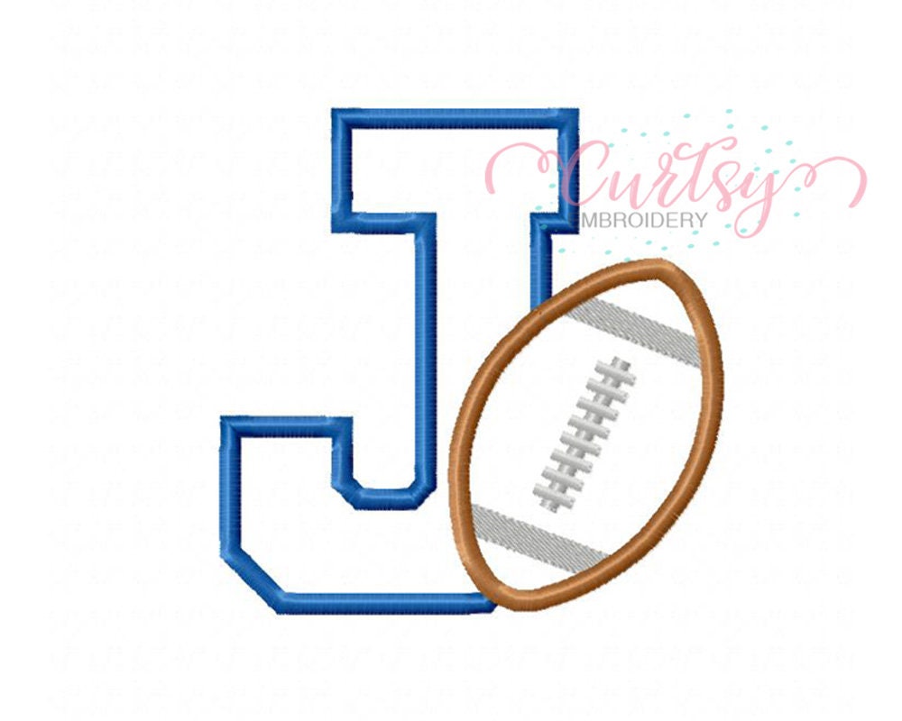Monogram Football Applique Design / Letter J Football - Etsy