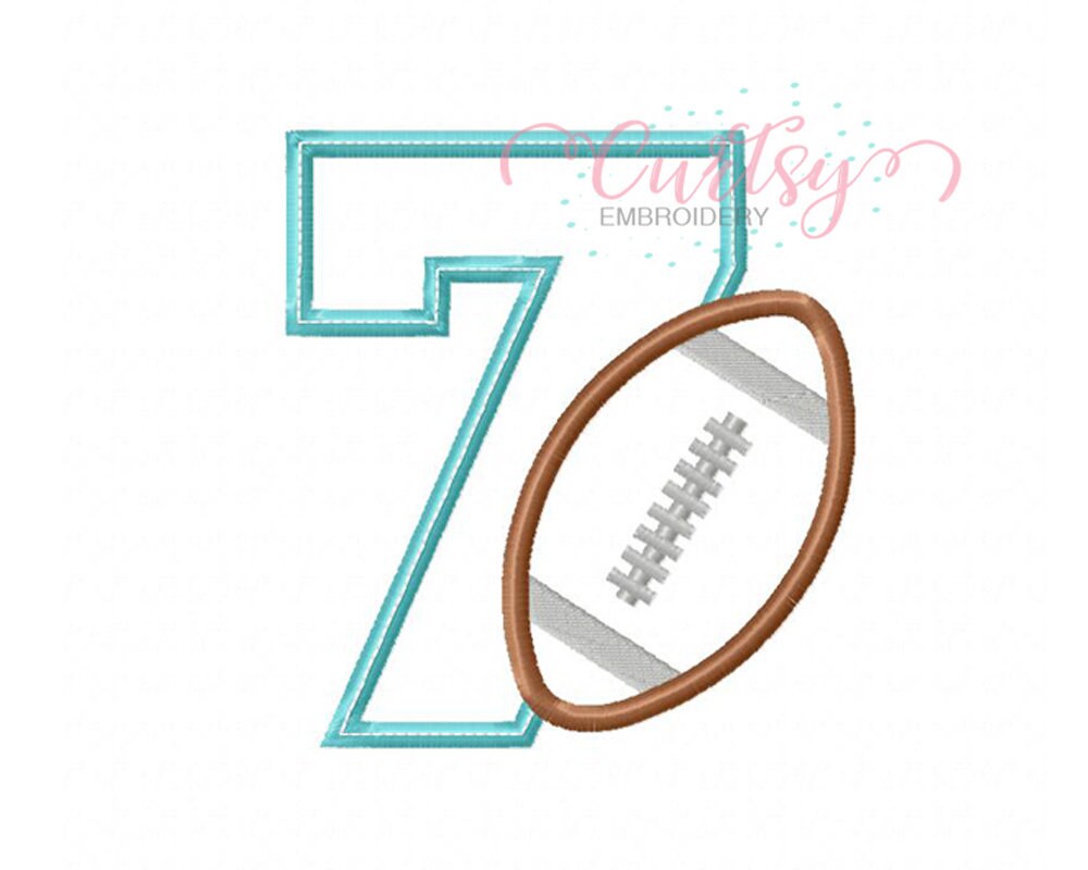 Football Embroidery Applique Design / 7th Birthday Football Applique ...