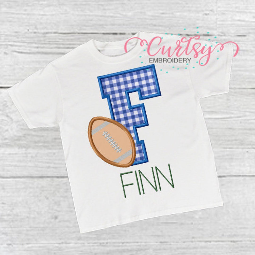 Monogram Football Applique Design / Letter F Football Embroidery Design ...