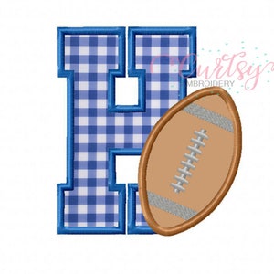 Monogram Football Applique Design / Letter H Football Embroidery Design ...