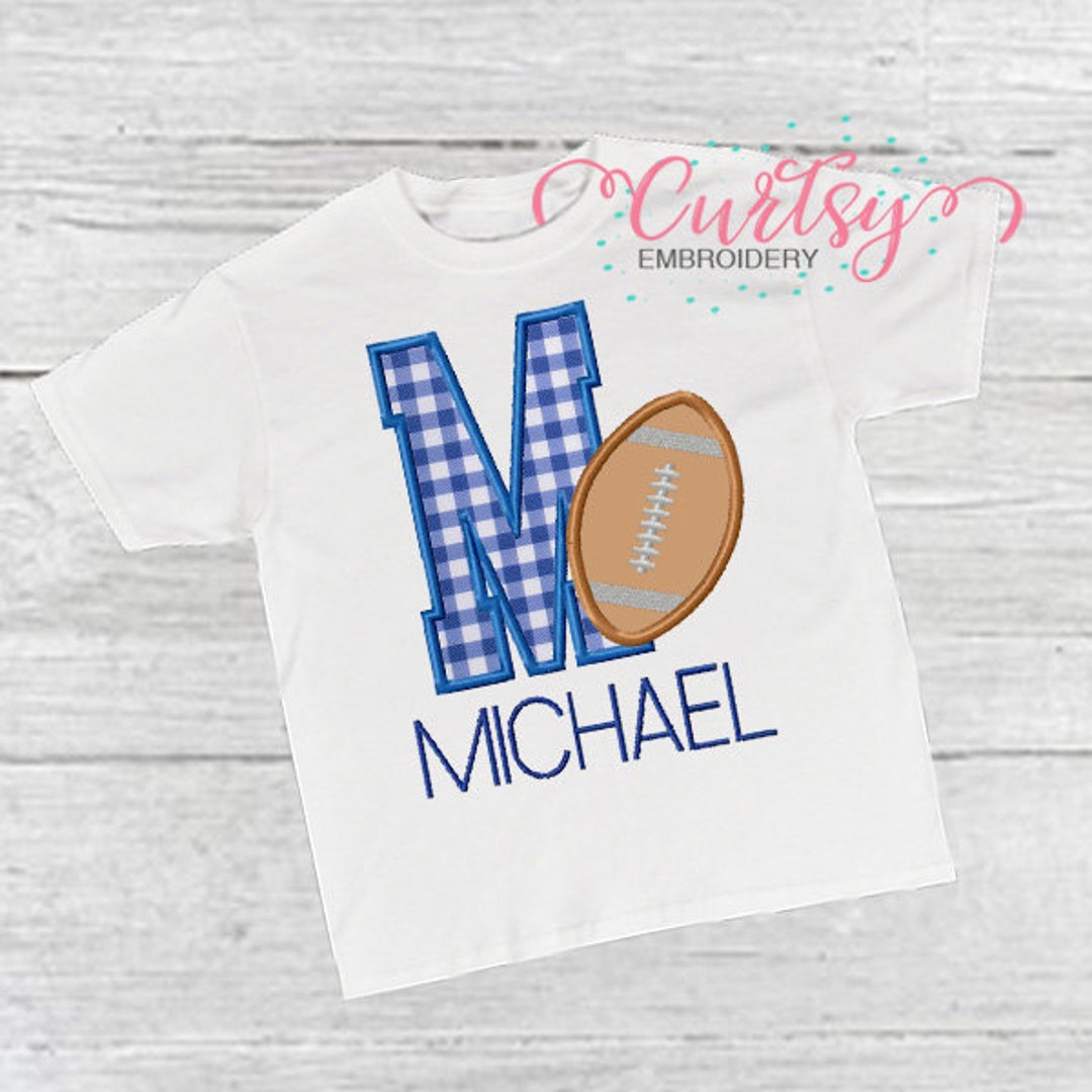 Monogram Football Applique Design / Letter M Football Embroidery Design ...
