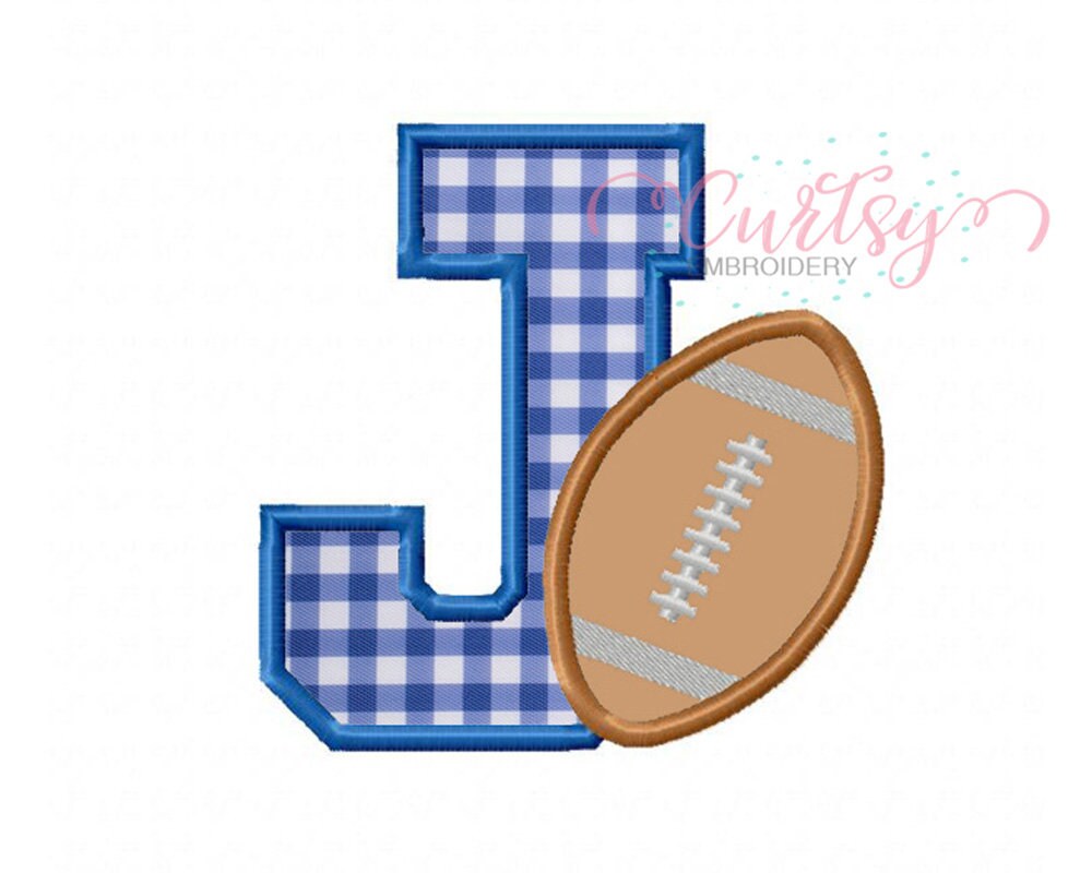 Monogram Football Applique Design / Letter J Football - Etsy
