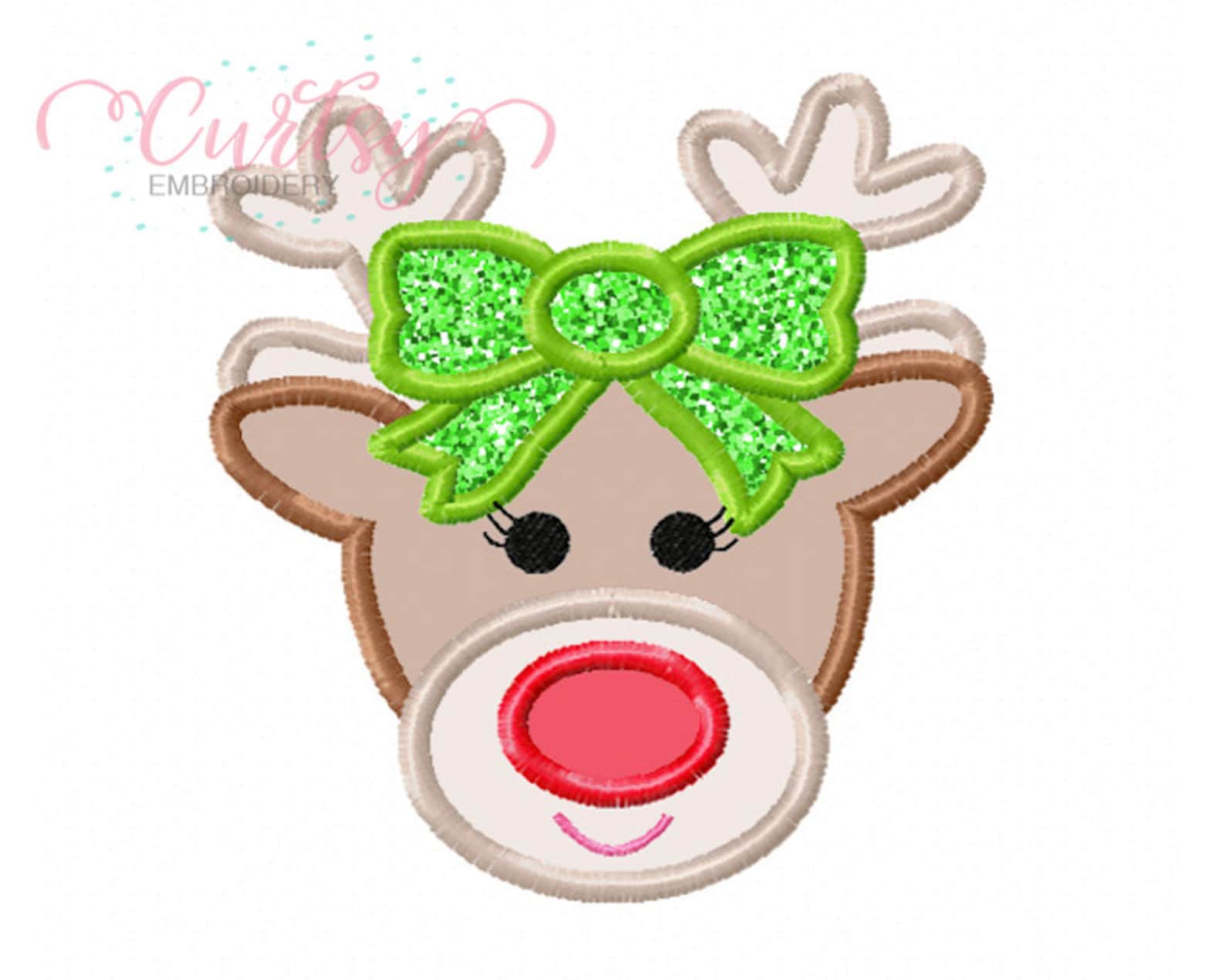 Reindeer Face Applique Design / Christmas Applique Design / - Etsy