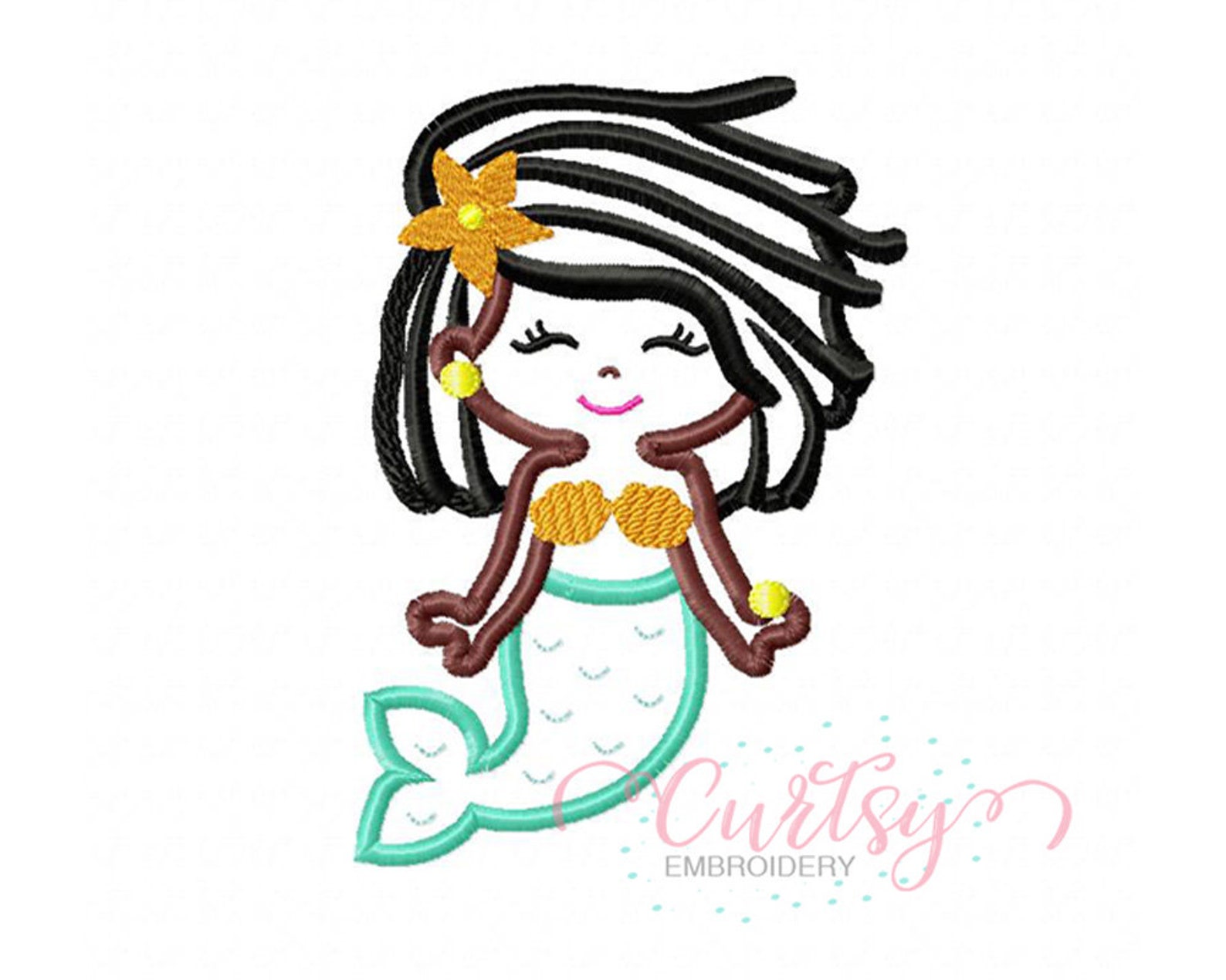 Mermaid Embroidery Design / Mermaid Applique Design / Mermaid Applique ...