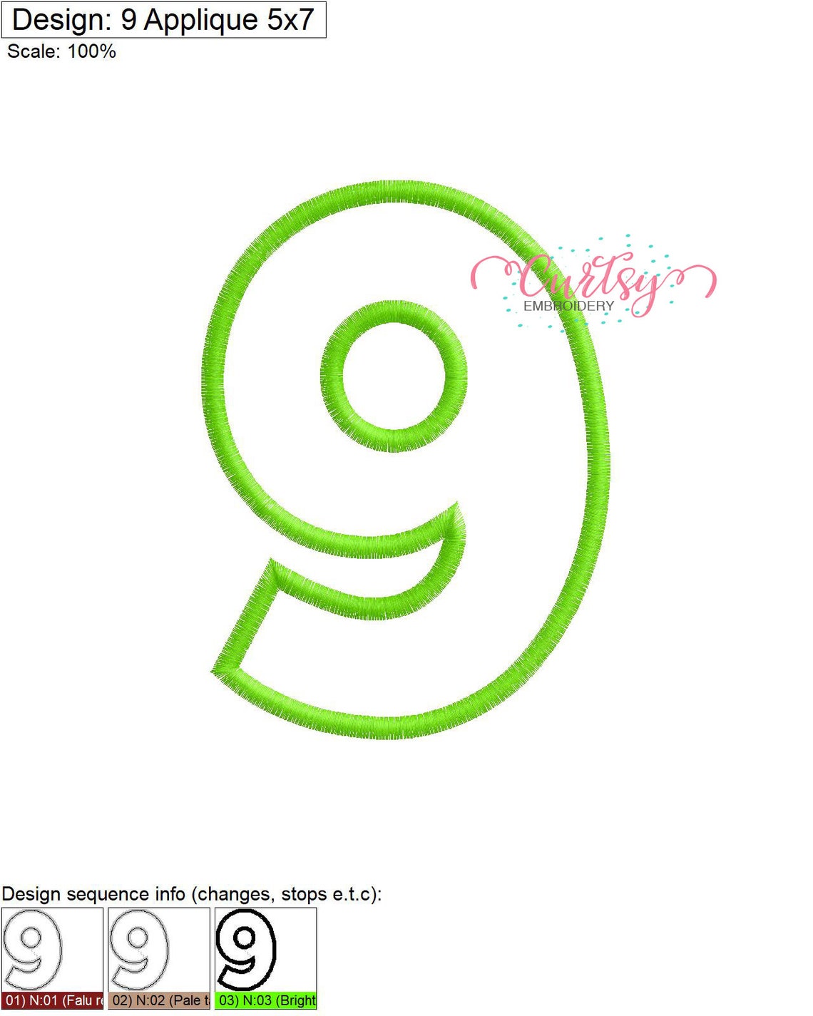 Applique Numbers / 9 Applique Design / Nine Applique Design / - Etsy