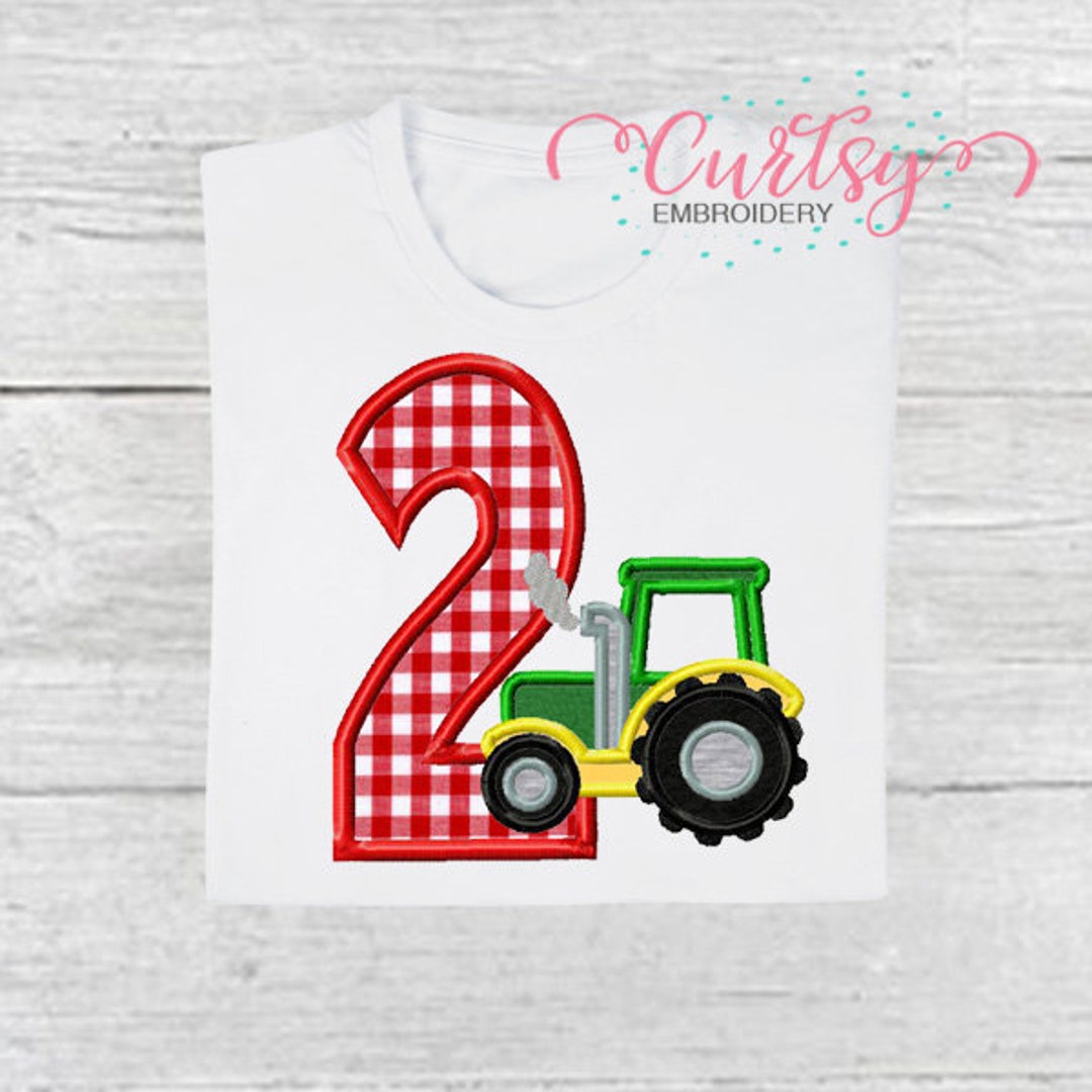 2nd Birthday Tractor Embroidery Design / Tractor Second Birthday ...