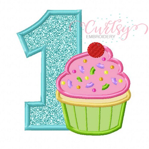 1st Birthday Applique Design / Cupcake Applique Embroidery - Etsy