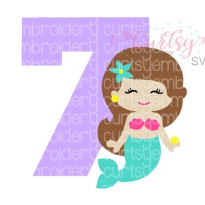 Birthday Mermaid SVG / 7th Birthday Svg / Mermaid Girl Svg / Mermaid ...