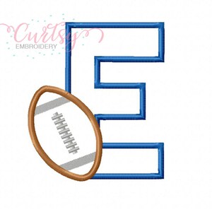 Monogram Football Applique Design / Letter E Football Embroidery Design ...