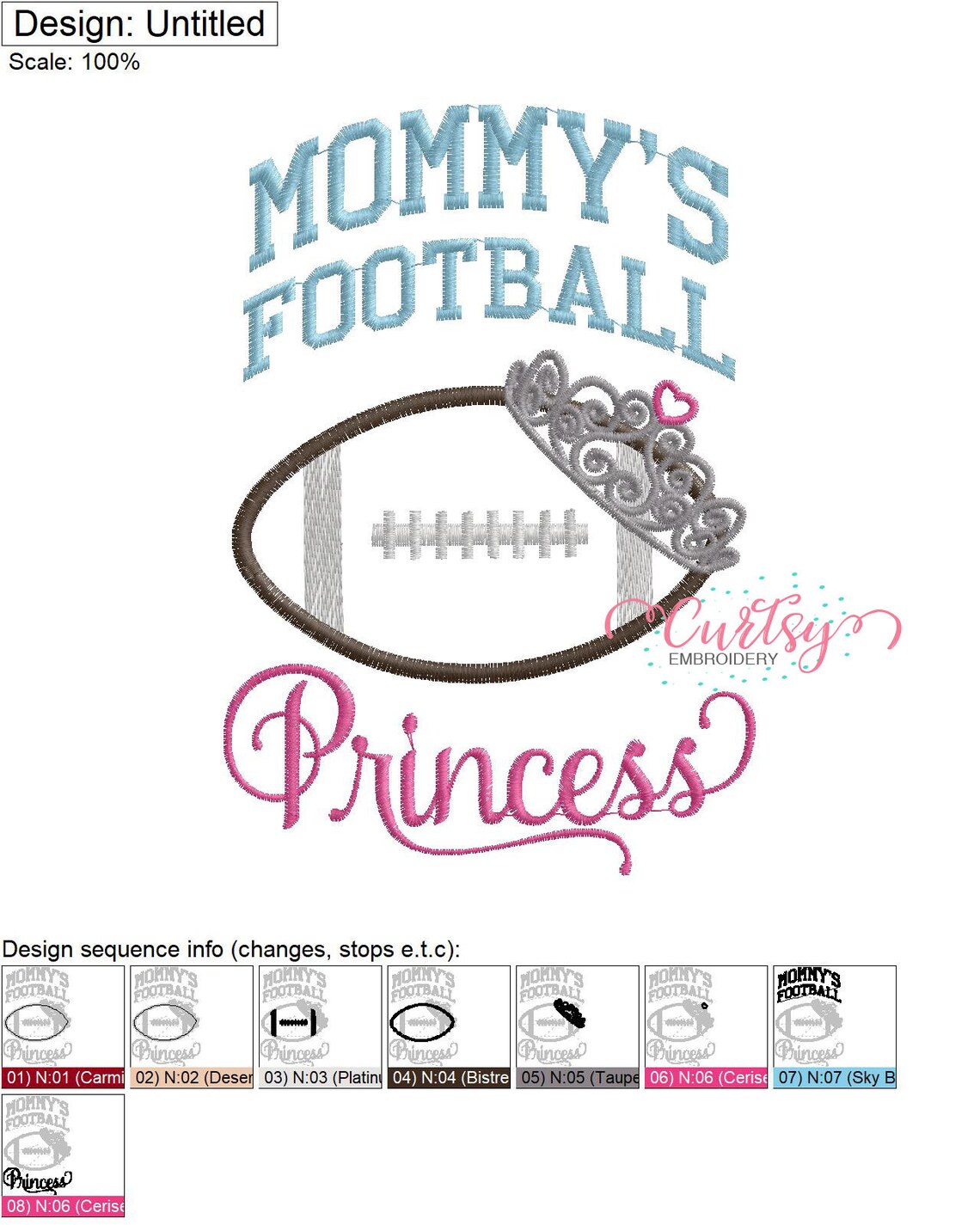 Football Princess Embroidery Design Mommys Football Princess - Etsy