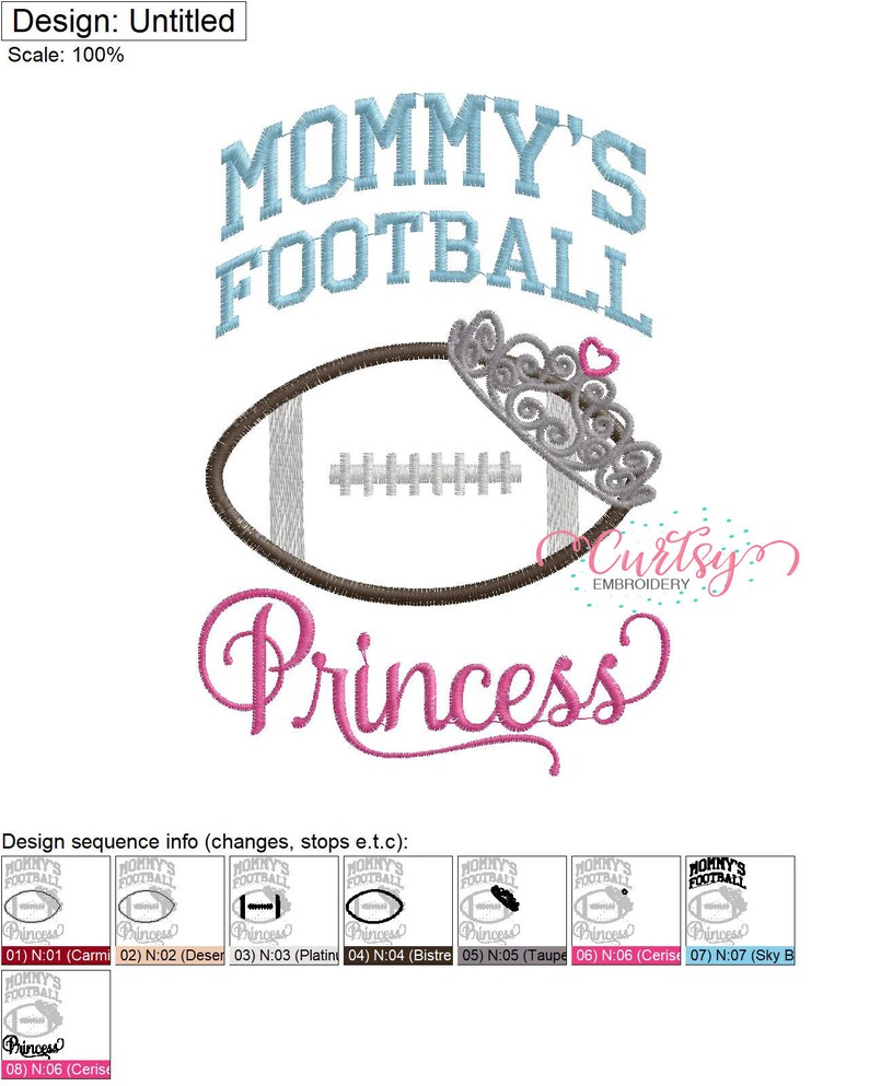 Football Princess Embroidery Design Mommys Football Princess - Etsy
