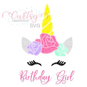 Birthday Unicorn SVG / Unicorn With Rose Svg / Unicorn Face Svg ...