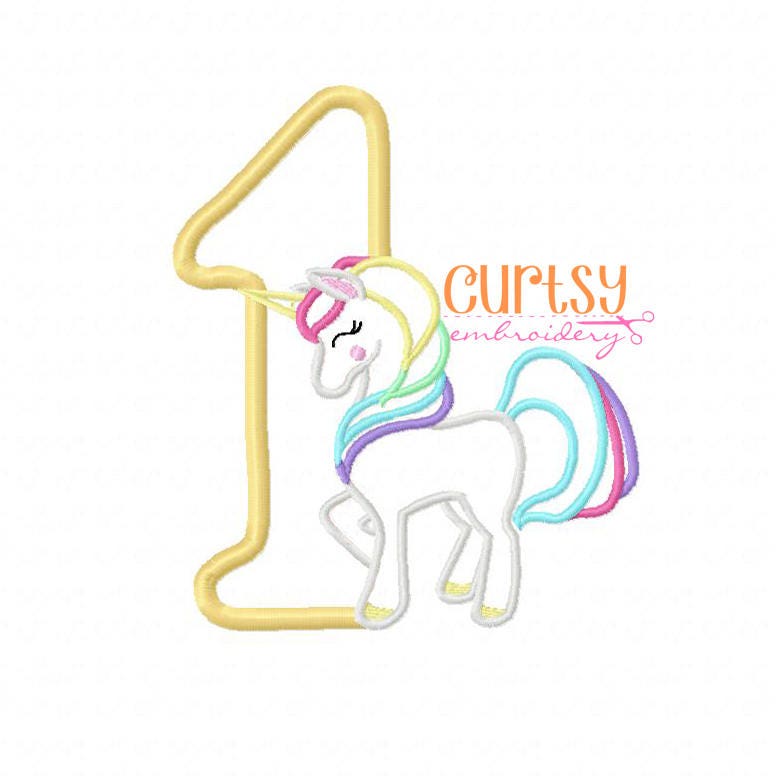 All Numbers Unicorn Birthday Embroidery Design All Numbers | Etsy
