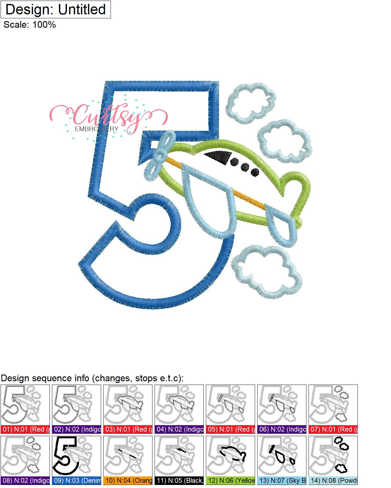 5th Birthday Airplane Applique Design / Plane Embroidery / | Etsy