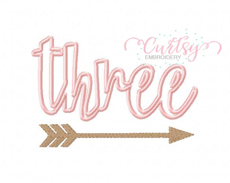 3rd Birthday Embroidery Design / Three Embroidery Design / 3rd Birthday ...