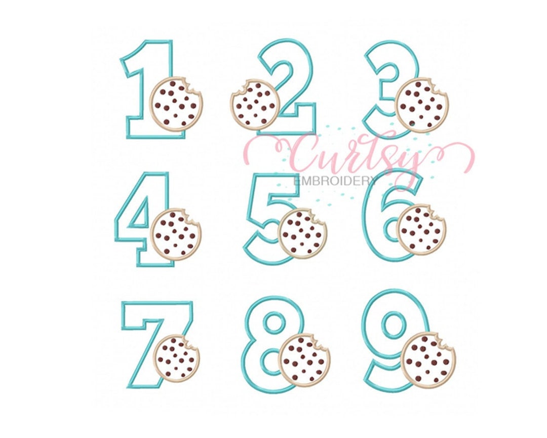Chocolate Chip Cookie Birthday Applique Embroidery Design Set / Cookie ...